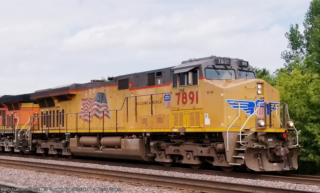 UP #7891 leads a east bound coal train.